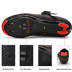 Unisex Cycling Shoes Compatible with Peloton Indoor Road Bike Shoes Riding Shoes for Men and Women Delta Cleats Clip Outdoor Pedal, (Black-red, M8)