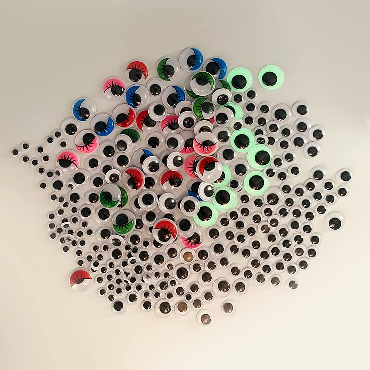Vanteexpro Craft Googly Wiggle Eyes with Self Adhesive, 1000pcs Mix Size and Colored Googly Eyes with Eyelashes