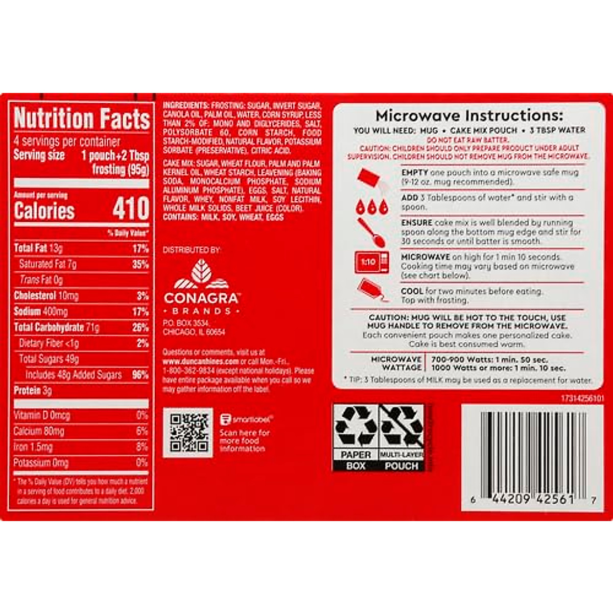 Duncan Hines Mug Cakes Strawberry Shortcake Flavored Mix with Cream Cheese Frosting, 13.3 oz