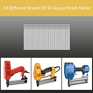 SimCos 16 Gauge Straight Finish Nails,1-1/4", 1-1/2", 2", 2-1/2", Assorted Size Project Pack for Pneumatic, Electric Finish Nailer or Nail Gun (Galvanized Steel)