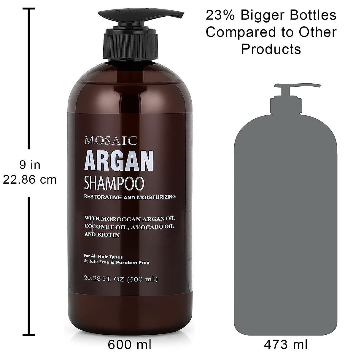Mosaic Argan Oil Shampoo and Conditioner Set for Hair Growth, For Thinning Hair and Hair Loss Treatments for Women & Men, Hair Thickening Products for Women & Men, Paraben & Sulfate Free Shampoo 20.2 FL Oz Each