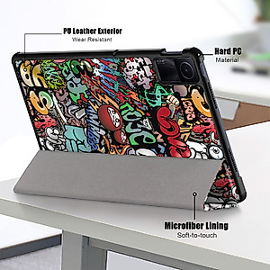 Xuanbeier Case for Xiaomi Redmi Pad SE 11 inch,Slim Stand Hard Back Shell Protective Smart Cover for Redmi Pad SE 11 2023 Case with Auto Wake/Sleep Function,Graffiti