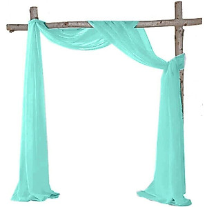 SFN SKY Turquoise 100% Chiffon Arch Ceremony Backdrop 30" x6yards Chiffon Curtain for Thanksgiving Christmas Wedding Arch Door/Home Canopy Bed Curtains - Long Sheer Window Topper Valance Tablecloth