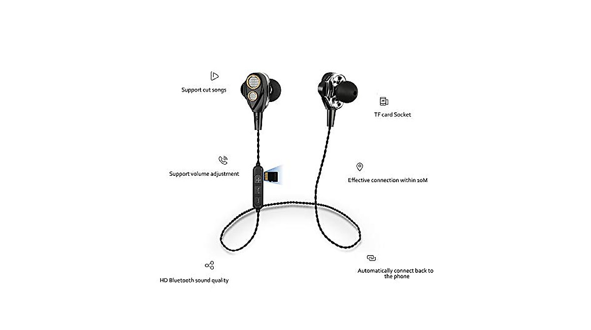 Bluetooth Wireless In-Ear Neckband Headset with TF/SD Card Support