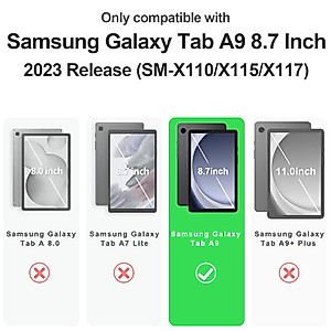 WESOROL Case for Samsung Galaxy Tab A9 with Screen Protector Strong Kickstand Shoulder Strap,Heavy Duty Protective 8.7 Inch Galaxy Tab A9 Case