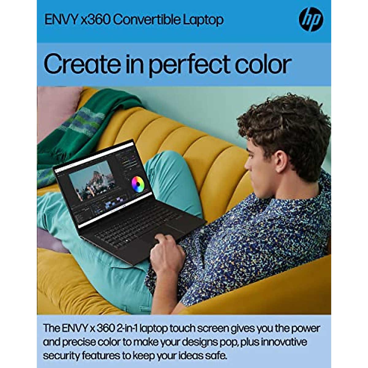 HP ENVY x360 Convertible-Laptop, AMD Ryzen 5 5625U, 8 GB-RAM, 512 GB SSD, 15.6' FHD Touchscreen, Windows 11 Home, HP Fast Charge, Camera-Cover, Mute Button & Fingerprint Reader (15-eu1010nr, 2022)