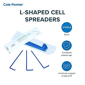 Argos C4050 Polypropylene Sterile Disposable Blue L-Shaped Cell Spreaders (Case of 500)