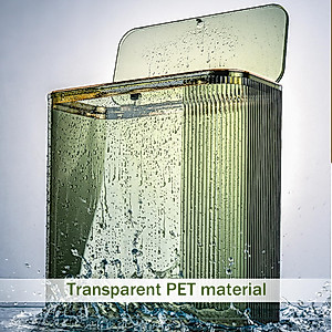 Naisicore Bathroom Trash Can with Lid, Space-Saving Green Trash Can, Slim Waste Basket, Clear Bathroom Garbage Can for Bedroom, Kitchen, Office (12.2x6.1x11.8in)