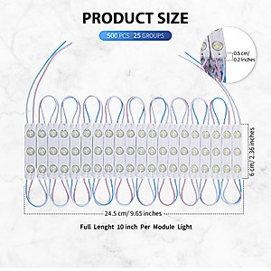 500 Pcs LED Module White 6500K 1.2W LED Storefront Lights Waterproof Replacement Lights for Inflatables Decorative LED Module Light with Tape Adhesive Backside for Christmas Letter Advertising Signs