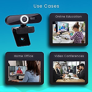 AZULLE 1080p Full HD Webcam – Computer Desktop or Laptop Streaming Camera, Real-Time Video Recording with Autofocus and Dual Noise Cancelling