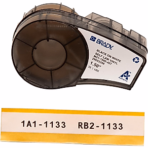 Brady Authentic (M21-1500-427) Self-Laminating Wire Wrap for Control and Electrical Panels, Datacom Cables, Black on White- For M210, M210-LAB, M211, BMP21-PLUS and BMP21-LAB Printers, 1.5" W 14' L