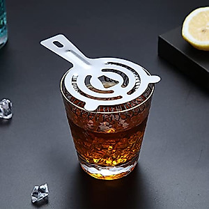 Evanda Cocktail Strainer, Stainless Stee Cocktail Bar Strainer Drink Strainer, Bar Strainer Cocktail w/High Density Spring, Ice Bar Shelf Strainer for Bartenders Drinking Water Filtering(Silver)