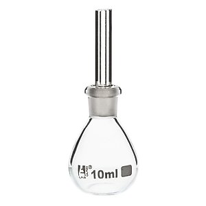 EISCO 10mL Specific Gravity Bottle - Borosilicate Glass - Flat Bottom with Perforated Stopper - For Determining Liquid Density Labs