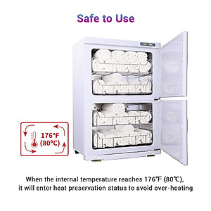 BYOOTIQUE Hot Towel Warmer Cabinet, 46L Extra Large Capacity, 2in1 Professional Double Towel Heater Mechine for Facial Spa, Massage, Hair Salon, Barber, Estheticians, Beauty Salon, White