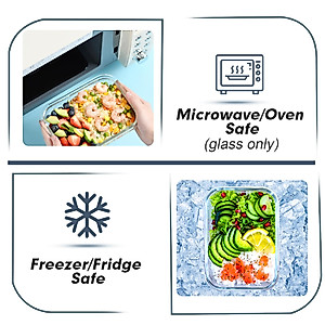 BAYZZ Glass Meal Prep Containers, 10 Packs 22 oz Glass Food Storage Containers,Airtight Lunch Containers with lids - Microwave,Freezer,Dishwasher Safe