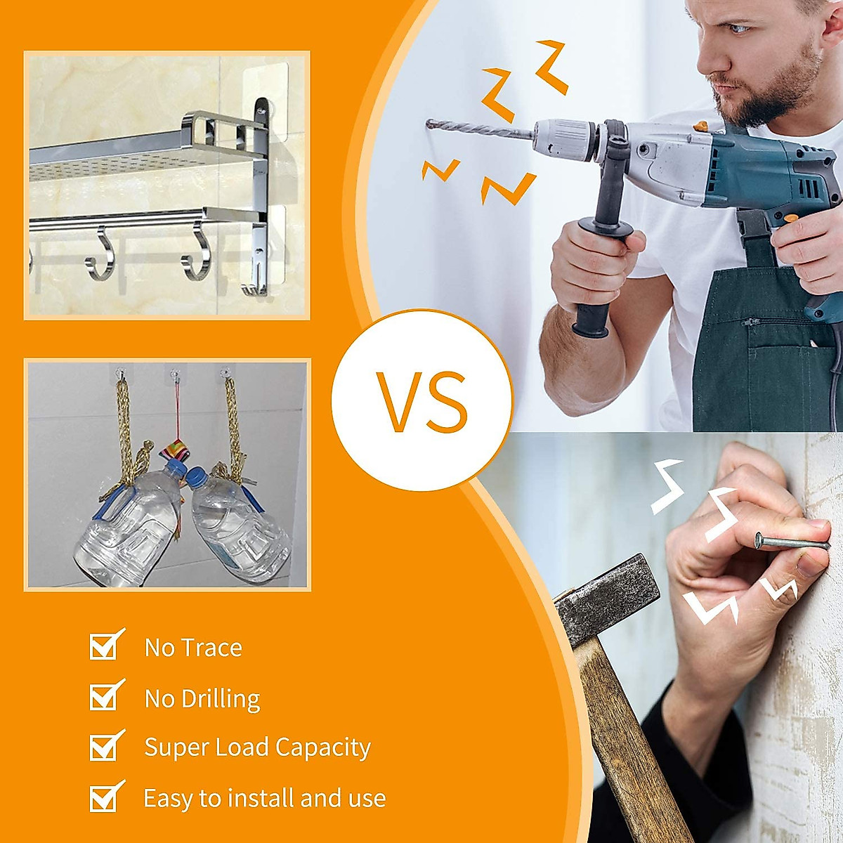 8-Set Adhesive Screws Wall Mount Hanging Nails No-Trace No Drilling Stick-on Sticky Screw with 3 Different Size Screw for Bathroom Kitchen Storage Room Tile Wall Shower Room