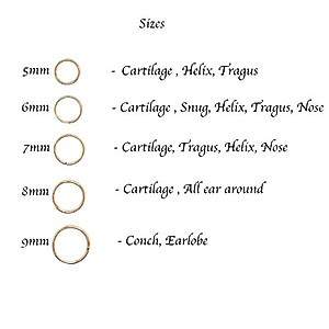 Fashion Art Jewelry Set of 3 Mismatched Small Huggie Hoop Earrings Gold Filled 22 GA Mini Hoops For Cartilage Helix Tragus Nose Ring Hoop (7mm 8mm 9mm | 22 GA, 14K Yellow Gold Filled)