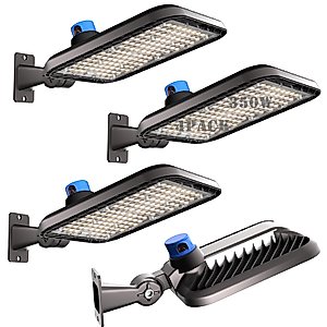 320W(350x1W LED) LED Parking Lot Lights Outdoor 48000LM 5000K Parking Lot LED Lights Commercial, IP65 Led Pole Light Arm Mount with Photocell (Driver Equipped, 7Yrs Warranty)-4Pack