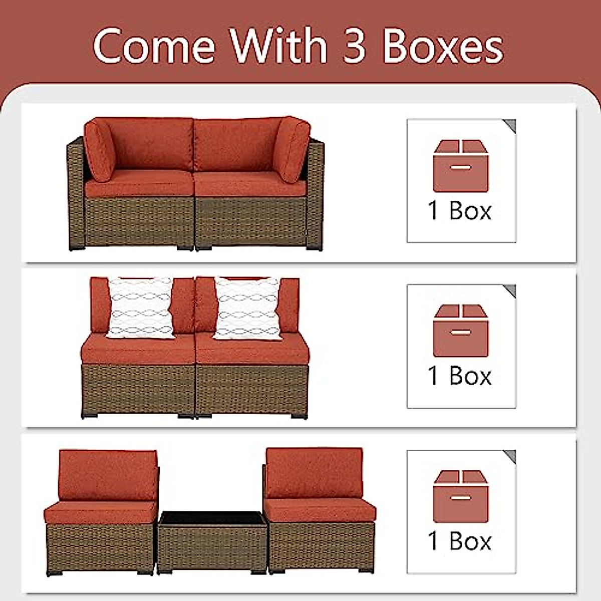 ide·o Patio Furniture Sets Backyard Furniture - 7 PCS Patio Conversation Sets, Wicker Patio Furniture, Outdoor Patio Set, Outdoor Patio Furniture