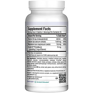 Maxi Health Calcium Magnesium Supplement with Vitamin D3 and Boron - Kosher Bone Health & Nighttime Formula, Calcium Citrate CalMag & Vitamin D (180 Tablets)