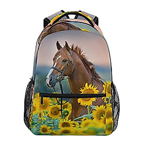 Horse Sunflowers Backpack Girl Backpacks for School Elementary Cute Bookbags for Girls 3rd 4th 5th Grade