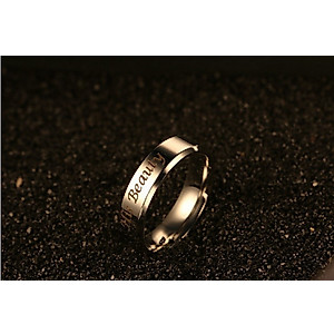 His Beauty Engraved Ring Silver Stainless Steel Womens Anniversary Engagement Wedding Band Promise Rings (Her Size 8)