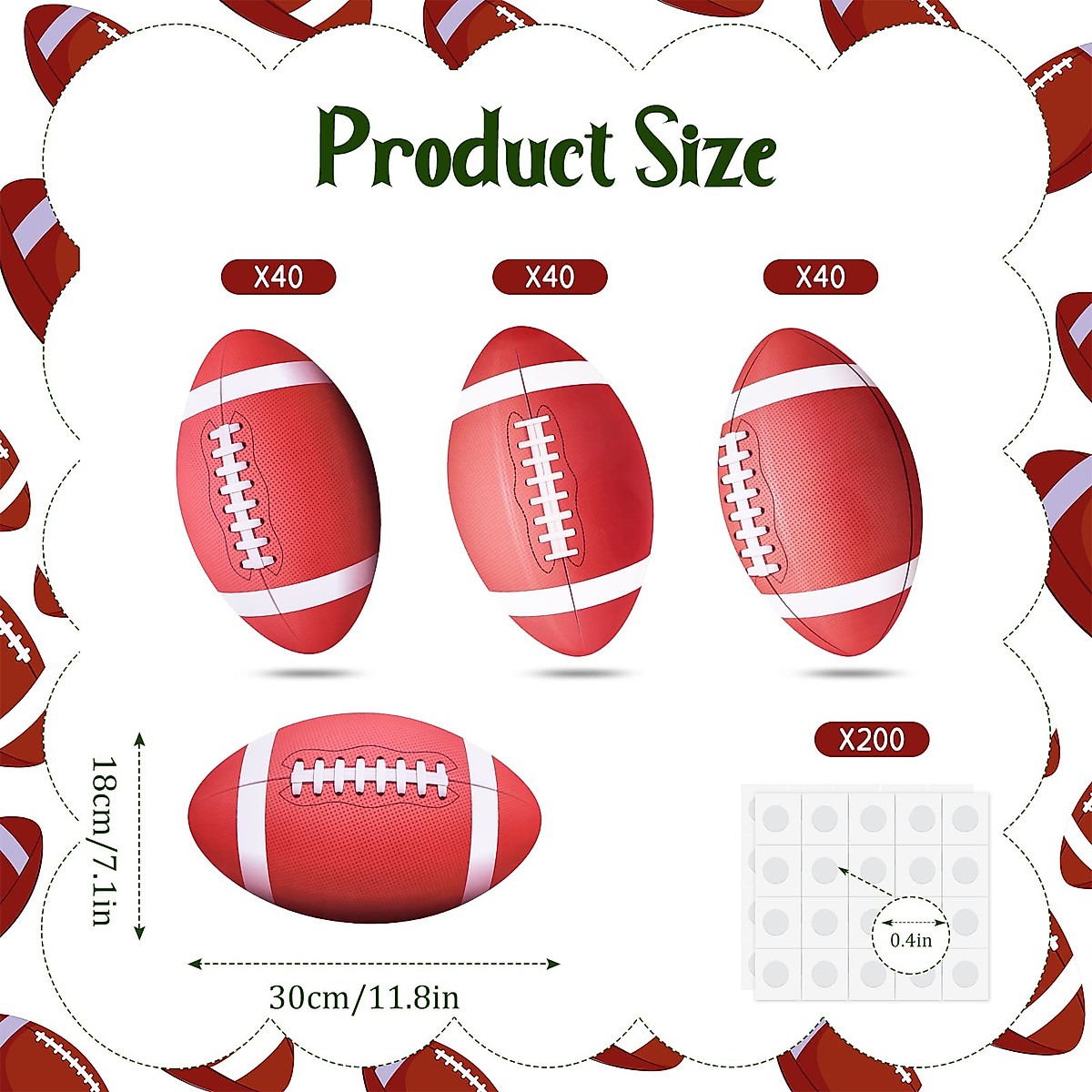 Jspupifip 120 Pcs Football Cutouts,11.8 x 7.1in Large Football Cardboard Bulletin Board Football Paper Cut Outs Sticker Decor with 200 Glue Point Dots for Classroom Sports Football Game Party Supplies