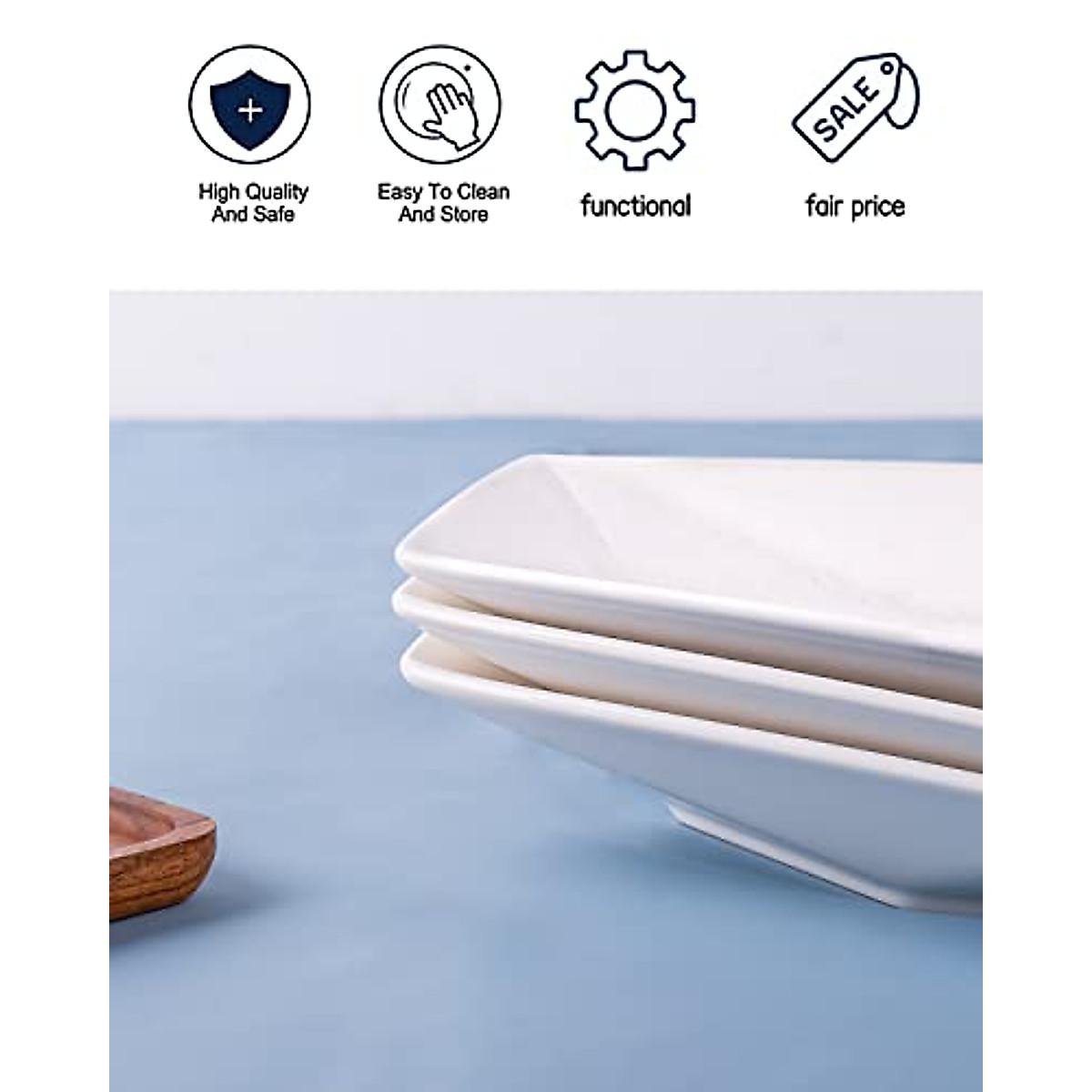 DELLING 13.7 inch Serving Platter, Geometric Serving Plates, White Porcelain Platters for Serving Food, Serving Trays for Party, Entertaining, Appetizer, Fruit, Salad, Oven Safe Dinnerware Set of 3