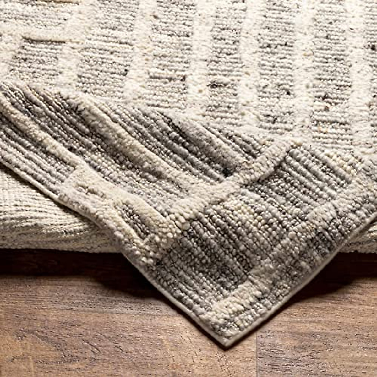 Hauteloom Chapais Wool Living Room, Bedroom Area Rug - Bohemian, Transitional - Gray, LightSlate, Charcoal - 8' x 10'