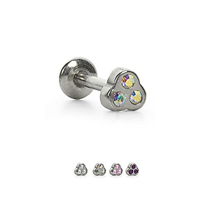 316L Surgical Steel Labret Style Nose Monroe Stud Purple 3 Stone 18G