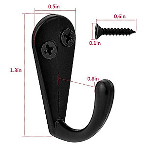 HOVEOX 20 Pcs Bronze Single Hooks Coat Wall Mounted Single Hooks Hangers No Scratch Robe Hooks Equipped with 40 Pcs Screws & a Free Screwdriver for Bath Kitchen Garage Heavy Duty, Black