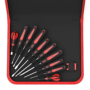 XOOL Magnetic Screwdriver Set 10PCS, 5 Phillips and 5 Flat Head Tips Professional Cushion Grip Screwdriver Non-Slip for Repair Home Improvement Craft