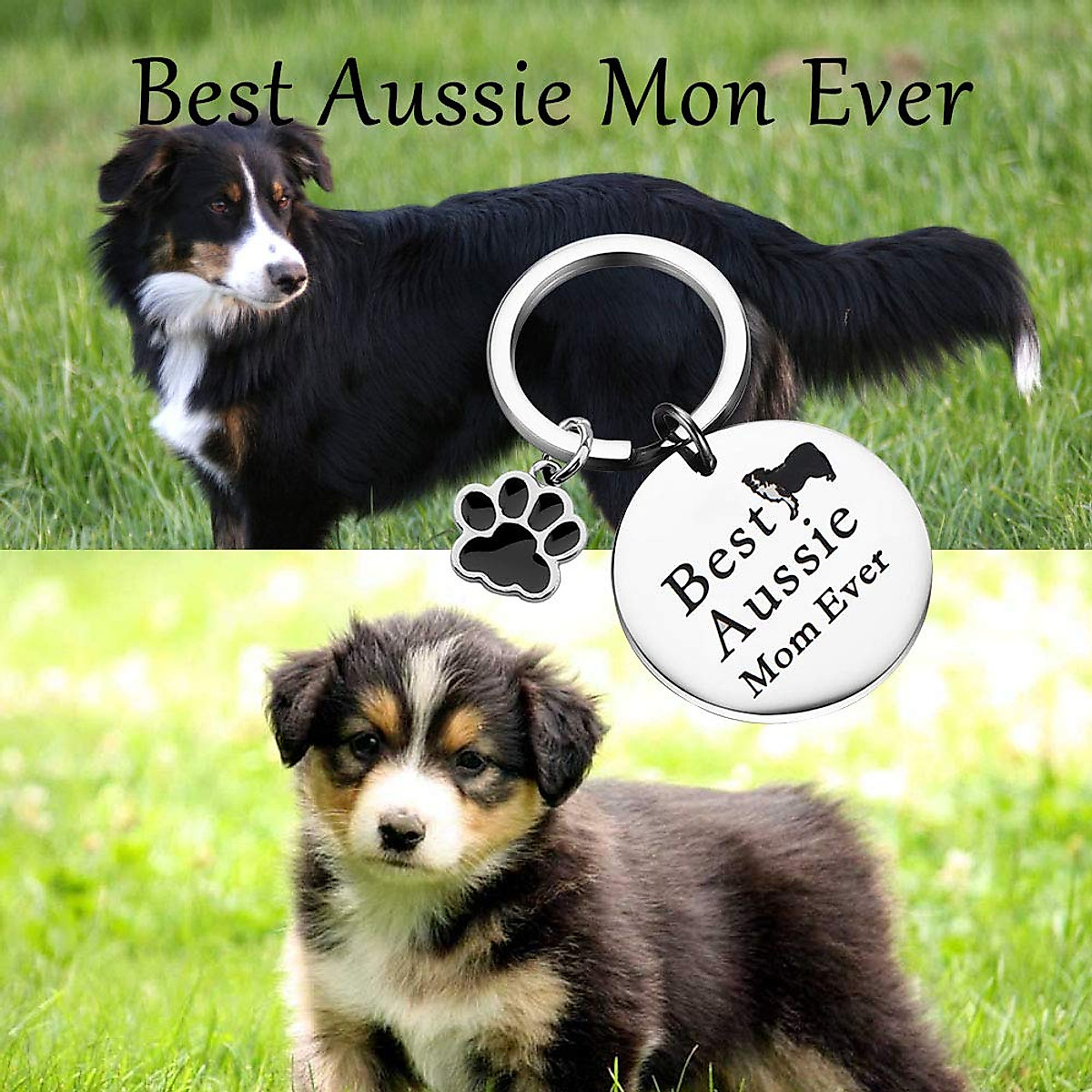 BLEOUK Australian Shepherd Keychain Aussie Gift Aussie Dog Mom Owners Lovers