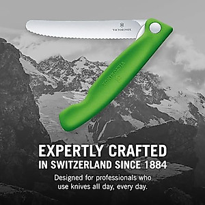 Victorinox Swiss Classic Foldable Paring Knife, Wavy Edge Green 4.3 in