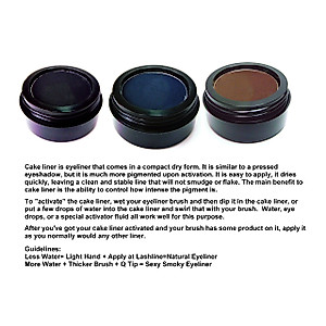 Pure Ziva Black Matte Cake Eyeliner & Pressed Eyeshadow, Water Activated Powder; Gluten & Cruelty Free