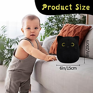 Leokawin Black Cat Plush Toy,8in Black Cat Stuffed Animal, Kawaii Cat Plush Doll Gifts for Kids Boys Girls(20cm/8in