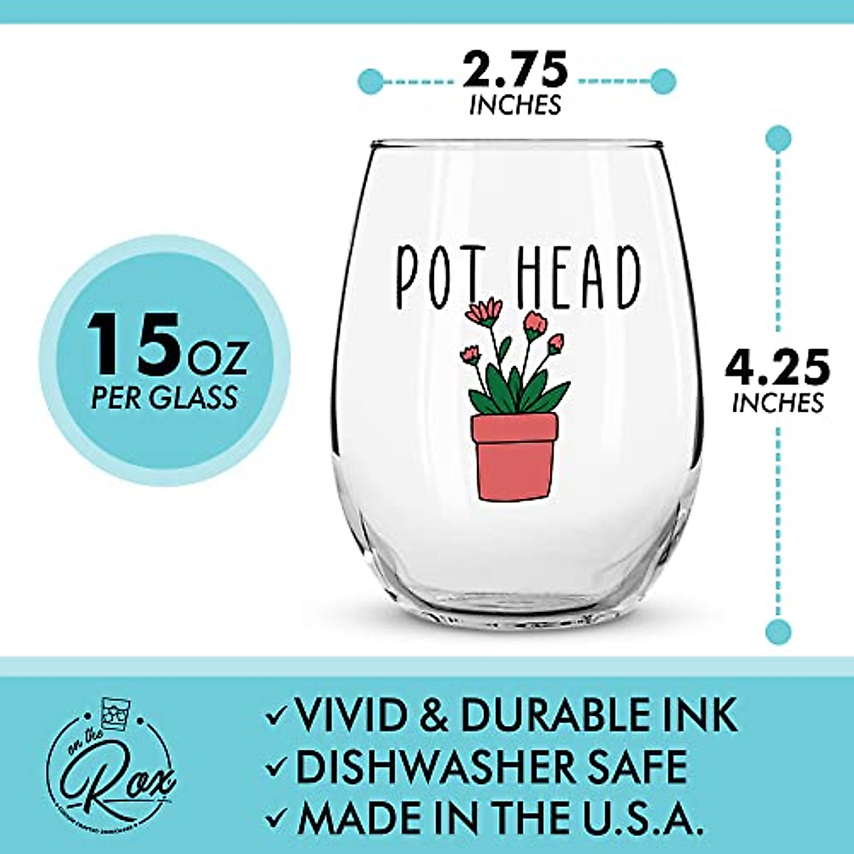 Succulent Plant Cactus Gifts for Women- Set of 2 Funny Wine Glasses 15oz - Plant Lover Gift Mug - What the Fucculent- Pot Head Crazy - Plant Lady Wine Glass Tumbler - Custom Stemless Wine Glasses