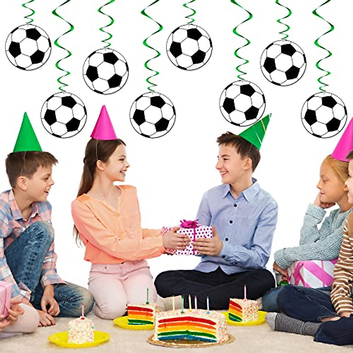 30 Pcs Soccer Ball Hanging Swirls Soccer Party Decorations Soccer Garland Soccer Party Supplies for Boys Kids Birthday Baby Shower Sports Themed Party Decoration