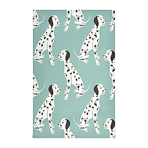 susiyo Cute White Dalmatian Dog Kitchen Dish Towel, Set of 4 Pcs Soft Polyester Dish Cloth for Cooking Washing, 28 X 18 Inch
