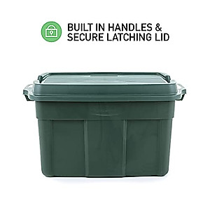 Rubbermaid ECOSense High-Top Storage Containers with Lids, 37 Gal (Pack of 3), Durable and Reusable Stackable Storage Bins for Garage or Home Organization, Made From Recycled Materials, Hunter Green