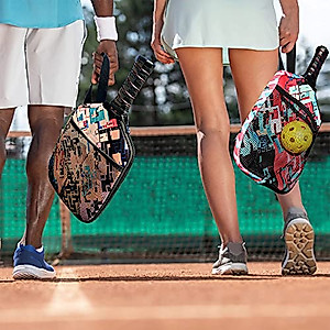 HEYSKAY Pickleball Paddle Cover Sleeve Pickleball Racket Sleeve Bag with Handle Strap Pickle-Ball Equipment Protective Paddle Sleeve with Mesh Pocket Sports Pickleball Carry Bag (Red Check Print)