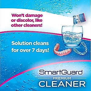 SmartGuard Premium Cleaner Crystals & Cleaning Case -(110 Cleanings)- Removes Stain, Plaque, & Bad Odor from Clear Braces, Dentures, Night Guards, Mouth Guard, & Retainers.