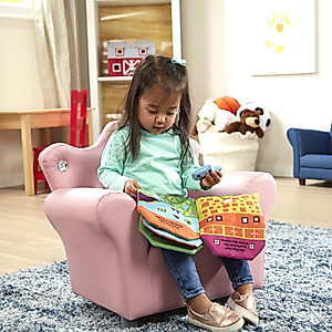 Melissa & Doug Pink Faux Leather Child’s Crown-Back Armchair (Kid’s Furniture) - Princess Chair For Toddlers, Children's Furniture, Pink Chair For Kids