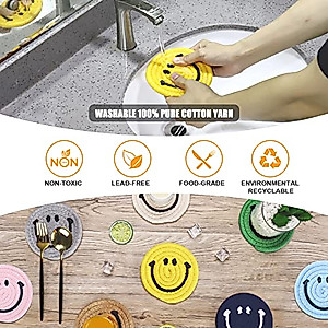 TAOPE Funny Coasters for Drinks with Holder, 8 PCS Handmade Braided Drink Coasters for Coffee Table, Super Absorbent Coasters for Wooden Table, Cute Coasters for Housewarming Gift