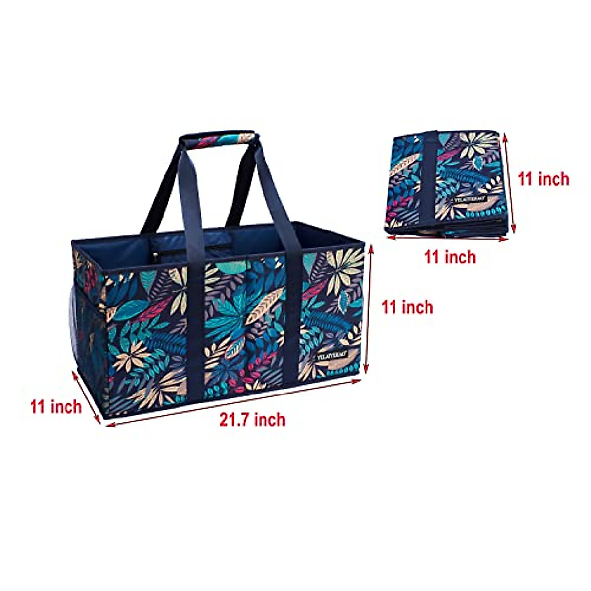 YELAIYEHAO Extra Large Utility Tote Bag - Oversized Collapsible Pool Beach Canvas Basket (1-open, BlueLeaf)