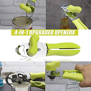 ThxMadam Manual Can Opener Smooth Edge, Kitchen Can Openers Stainless Steel Can Opener,Easy Turn Knob Handheld Can Opener with 2 Spare Blades