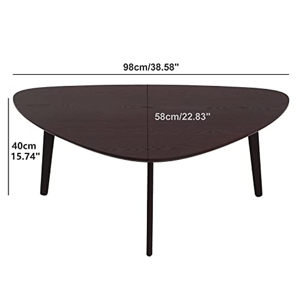 Small Coffee Table Modern Mid Century Coffee Tables Wooden Vintage Oval Chic for Living Room,Natural Wood Texture,Unique Triangle Tabletop,Oak Leg,Easy Assembly