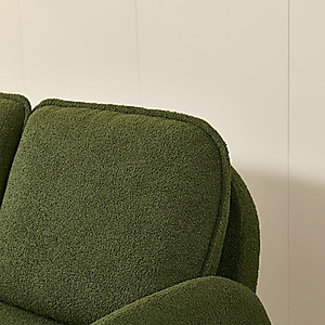 VnndeNest 59" Loveseat Sofa, Lambswool Sherpa Fabric Mid Century Modern Sofa, Upholstered Comfy Small Couches with Cushions & Armrest, 2 Seater Small Sofa for Small Spaces, Living Room, Bedroom, Green