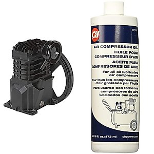 Campbell Hausfeld 2 Horsepower Air Compressor Pump with Flywheel (VT4823) & Oil Compressor 16oz MP12 (ST125312AV)