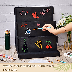 Wooden Card Display Stand Stationary Organizer Sticker Display Stand for Vendor Crafts Greeting Card Organizer Rack Retail Display Stand Holder for Counter (Dark,11.81 x 14.57 x 15.75 Inch (3 Tier))